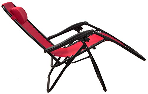 Elevon Adjustable Zero Gravity Lounge Chair Recliners for Patio, Burgundy, 1-Pack