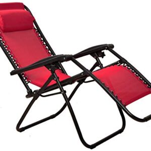 Elevon Adjustable Zero Gravity Lounge Chair Recliners for Patio, Burgundy, 1-Pack