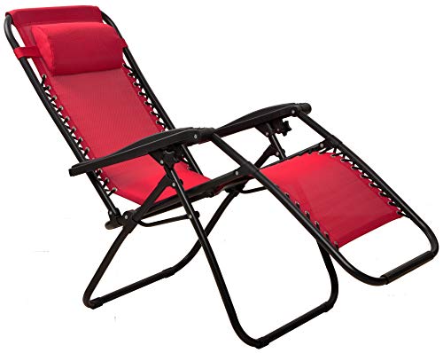 Elevon Adjustable Zero Gravity Lounge Chair Recliners for Patio, Burgundy, 1-Pack