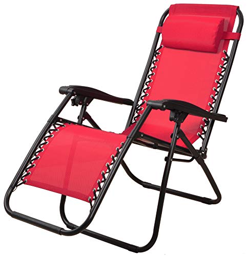 Elevon Adjustable Zero Gravity Lounge Chair Recliners for Patio, Burgundy, 1-Pack