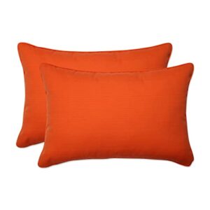 pillow perfect pompeii solid indoor/outdoor large lumbar pillow plush fill, weather and fade resistant, large lumbar – 16.5″ x 24.5″, orange, 2 count