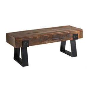 Plow & Hearth Richland Weatherproof Indoor Outdoor Entryway Bench | Holds Up to 300 lbs | Garden Patio Porch Park Deck | Wood | Natural