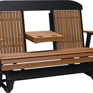 LuxCraft 5' Classic Poly Double Glider with Center Tray (Antique Mahogany & Black)