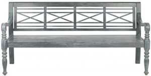 safavieh patio collection martin adirondack acacia wood bench, ash grey