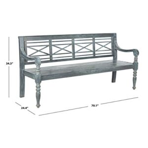 Safavieh Patio Collection Martin Adirondack Acacia Wood Bench, Ash Grey