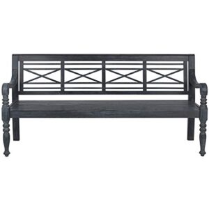 Safavieh Patio Collection Martin Adirondack Acacia Wood Bench, Ash Grey