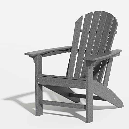 A-ECO LIVING Adirondack Chair, Patio Seating Outdoor Chair, HDPE All-Weather Lifetime Outside Furniture for Patio, Garden, Fire Pit, Deck, Porch, Poolside, Balcony, Beach, Yard, Lawn, Dark Grey