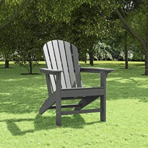 A-ECO LIVING Adirondack Chair, Patio Seating Outdoor Chair, HDPE All-Weather Lifetime Outside Furniture for Patio, Garden, Fire Pit, Deck, Porch, Poolside, Balcony, Beach, Yard, Lawn, Dark Grey