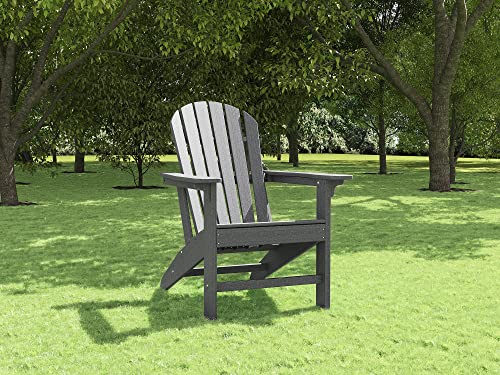 A-ECO LIVING Adirondack Chair, Patio Seating Outdoor Chair, HDPE All-Weather Lifetime Outside Furniture for Patio, Garden, Fire Pit, Deck, Porch, Poolside, Balcony, Beach, Yard, Lawn, Dark Grey