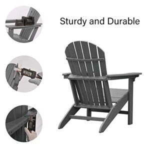 A-ECO LIVING Adirondack Chair, Patio Seating Outdoor Chair, HDPE All-Weather Lifetime Outside Furniture for Patio, Garden, Fire Pit, Deck, Porch, Poolside, Balcony, Beach, Yard, Lawn, Dark Grey