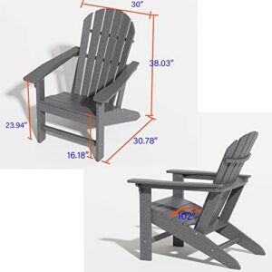 A-ECO LIVING Adirondack Chair, Patio Seating Outdoor Chair, HDPE All-Weather Lifetime Outside Furniture for Patio, Garden, Fire Pit, Deck, Porch, Poolside, Balcony, Beach, Yard, Lawn, Dark Grey