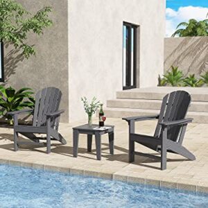 A-ECO LIVING Adirondack Chair, Patio Seating Outdoor Chair, HDPE All-Weather Lifetime Outside Furniture for Patio, Garden, Fire Pit, Deck, Porch, Poolside, Balcony, Beach, Yard, Lawn, Dark Grey