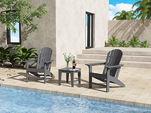 A-ECO LIVING Adirondack Chair, Patio Seating Outdoor Chair, HDPE All-Weather Lifetime Outside Furniture for Patio, Garden, Fire Pit, Deck, Porch, Poolside, Balcony, Beach, Yard, Lawn, Dark Grey