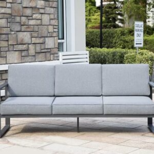 Green4ever Aluminum Patio Furniture Sofa, All-Weather Modern Metal Outdoor 3-Seat Couch with Removable, Water-Resistant Cushions (Gray)