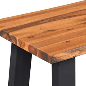 vidaXL Solid Acacia Wood with an Oil Finish and Metal Legs Live Edge Bench 63"