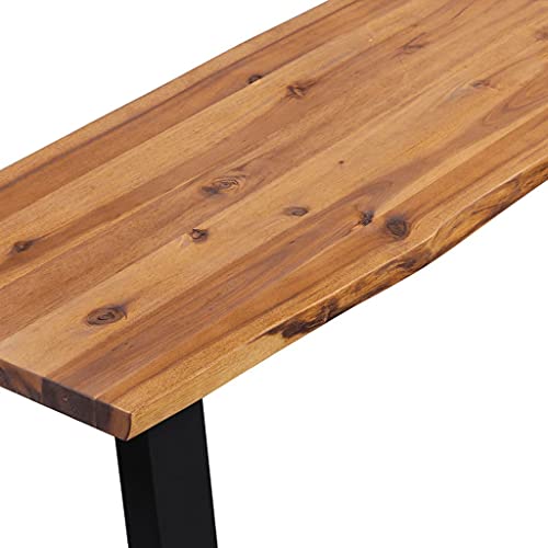 vidaXL Solid Acacia Wood with an Oil Finish and Metal Legs Live Edge Bench 63"