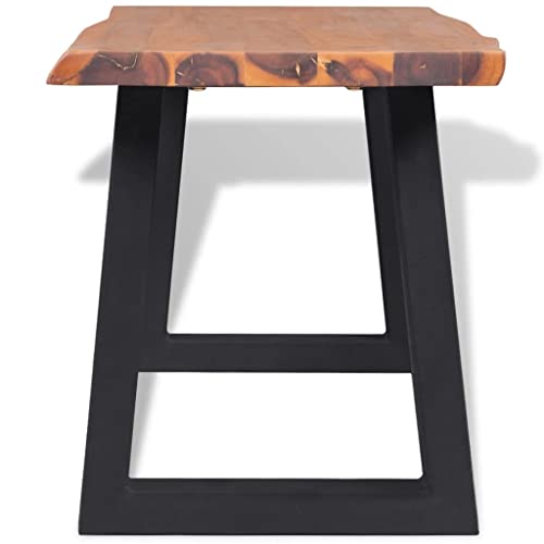 vidaXL Solid Acacia Wood with an Oil Finish and Metal Legs Live Edge Bench 63"