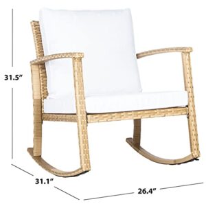 Safavieh Outdoor Collection Daire Natural/White Cushion Rocking Chair PAT7721D