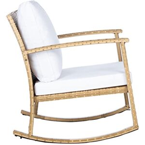 Safavieh Outdoor Collection Daire Natural/White Cushion Rocking Chair PAT7721D