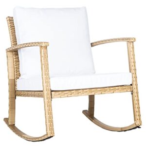 Safavieh Outdoor Collection Daire Natural/White Cushion Rocking Chair PAT7721D