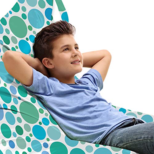 Ambesonne Polka Dots Lounger Chair Bag, Pastel Big Little Circles Polka Dots Mosaic Artist Creativity Design, High Capacity Storage with Handle Container, Lounger Size, Sea Green Turquoise