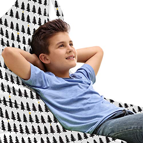 Lunarable Tree Lounger Chair Bag, Repeated Spruce Pine Christmas Winter Holidays Illustration Plain Background, High Capacity Storage with Handle Container, Lounger Size, Charcoal Grey White