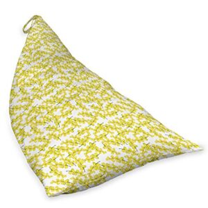 Ambesonne Floral Lounger Chair Bag, Print of Scattered Mimosa Flowers on a Plain Background, High Capacity Storage with Handle Container, Lounger Size, Avocado Green White