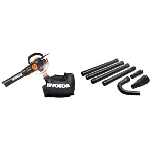 worx wg512 12 amp trivac 3-in-1 electric leaf blower/mulcher/yard vacuum & wa4092 universal gutter cleaning kit for leaf blowers