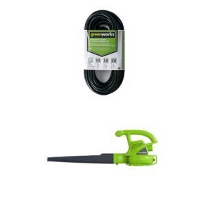 greenworks 24012 7 amp single speed electric 160 mph blower and 50′ indoor/outdoor extension cord