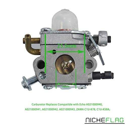 NICHEFLAG C1U-K78 Carburetor with P021002921 Air Cleaner Case Assembly A226001410 Air Filter for Echo Blower PB200 PB201 ES210 ES211 Shredder and Shindaiwa EB212 SV212 EB212 Blowers