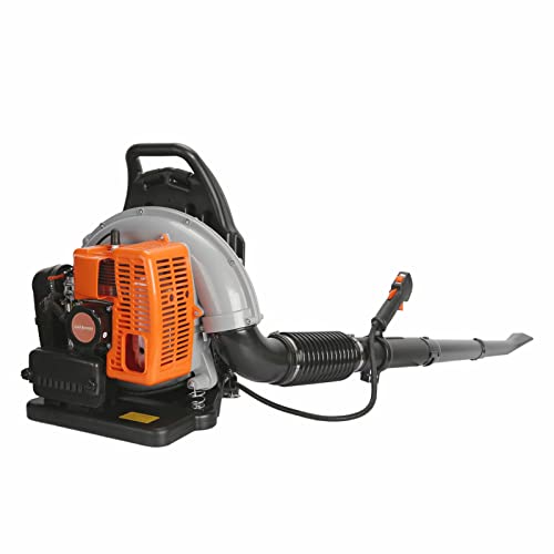 Leaf Blower, 63CC 665 CFM Single-Cylinder Air-Cooled Two-Stroke Backpack Gas Powered Leaf Blower, Snow Blower Leaf Blower for Dust, Snow Debris,Yard, Work Around The House Orange