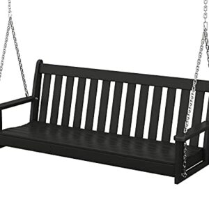 POLYWOOD GNS60BL Vineyard 60" Outdoor Swing, Black