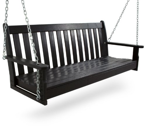 POLYWOOD GNS60BL Vineyard 60" Outdoor Swing, Black