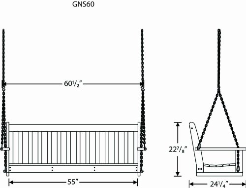 POLYWOOD GNS60BL Vineyard 60" Outdoor Swing, Black