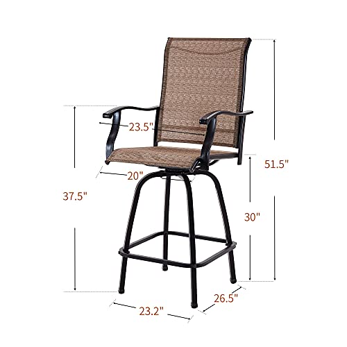 Outdoor Swivel Bar Stools-Patio Bar Height Furniture Chair Set, Set of 2, Black Frame