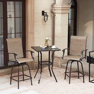 Outdoor Swivel Bar Stools-Patio Bar Height Furniture Chair Set, Set of 2, Black Frame