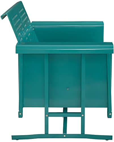 Crosley Furniture CO1024-TU Bates Retro Metal Outdoor Loveseat Glider, Turquoise Gloss