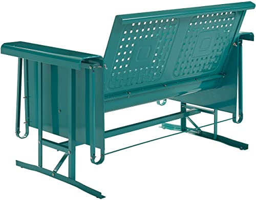 Crosley Furniture CO1024-TU Bates Retro Metal Outdoor Loveseat Glider, Turquoise Gloss