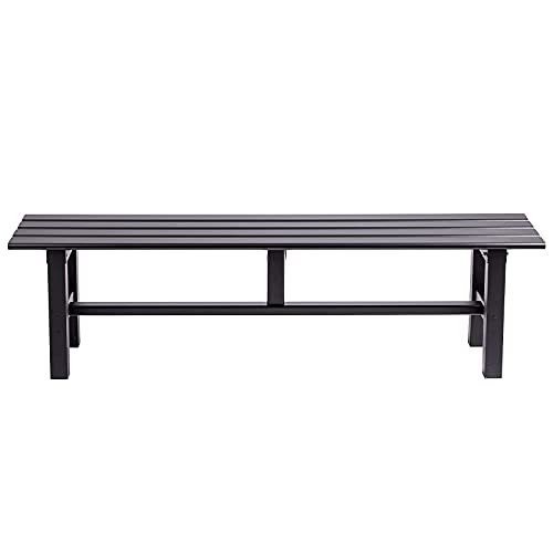 TECSPACE Aluminum Outdoor Patio Bench Black,59.1 x 14.2X 15.7 inches,Light Weight High Load-Bearing,Outdoor Bench for Park Garden,Patio and Lounge