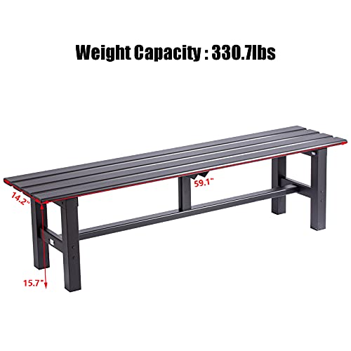 TECSPACE Aluminum Outdoor Patio Bench Black,59.1 x 14.2X 15.7 inches,Light Weight High Load-Bearing,Outdoor Bench for Park Garden,Patio and Lounge