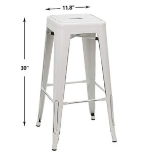 Furmax 30 Inches Metal Bar Stools Bar Height High Backless Stools Indoor Outdoor Stackable Kitchen Stools Set of 4 (Distressed White)