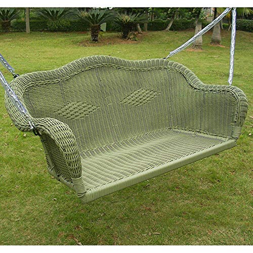 International Caravan Furniture Piece Resin Wicker Hanging Loveseat Swing