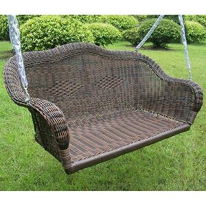 International Caravan Furniture Piece Resin Wicker Hanging Loveseat Swing