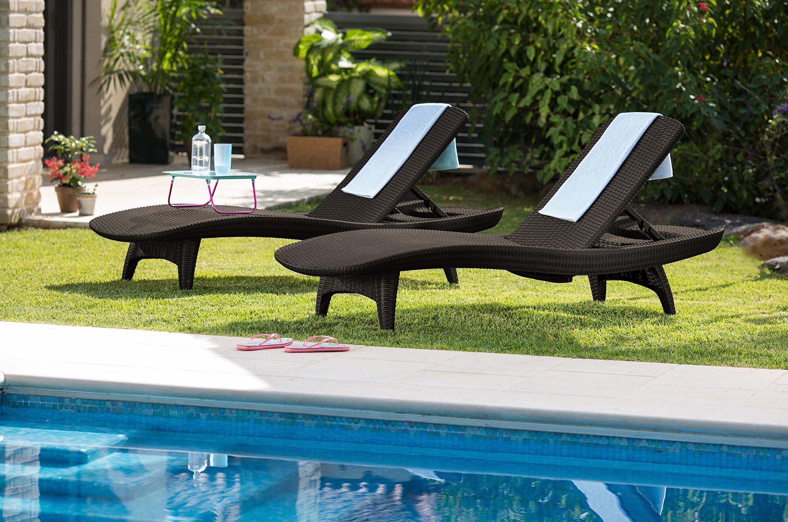 Keter 211045 Pacific Sun Lounger Set of 2, Brown