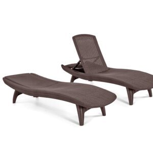 Keter 211045 Pacific Sun Lounger Set of 2, Brown