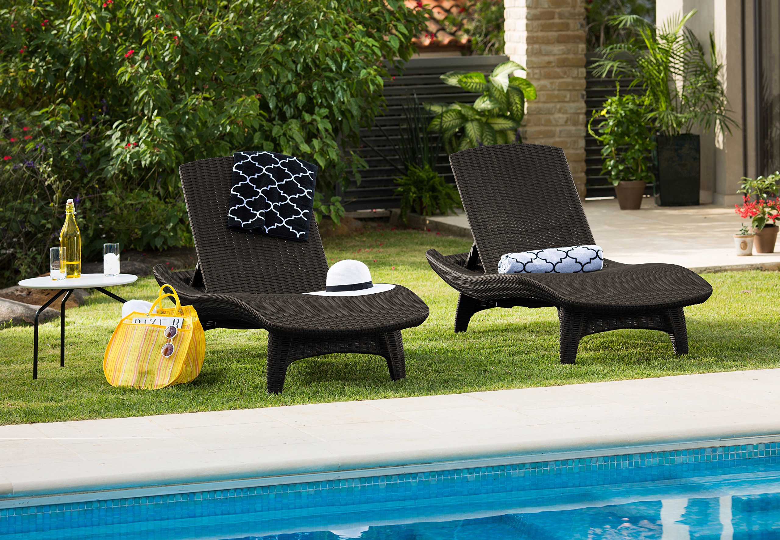 Keter 211045 Pacific Sun Lounger Set of 2, Brown