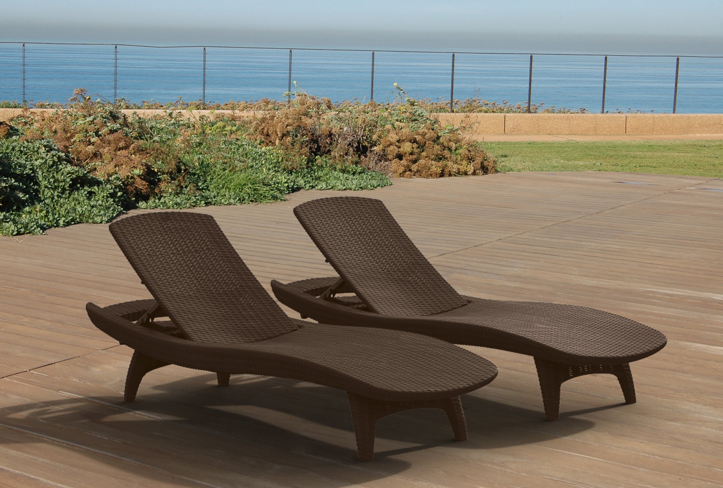 Keter 211045 Pacific Sun Lounger Set of 2, Brown