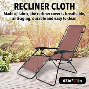 M MAIUS Zero Gravity Chair Replacement Fabric, Anti Gravity Lounge Chair Cloth with 4 PCS Replacement Lace Cords Gravity Chair Accessories Bungee Elastic Patio Recliner Chair (Upgrated Brown- 21")…