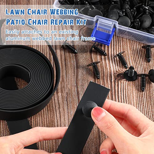 Yulejo 100 Pcs Medium Multi Gauge Rivet Patio Strapping Fasteners 3/16 Inch or 7/32 Inch Hole Lawn Chair Webbing Patio Chair Repair Kit for Outdoor Furniture Lounge (Black)