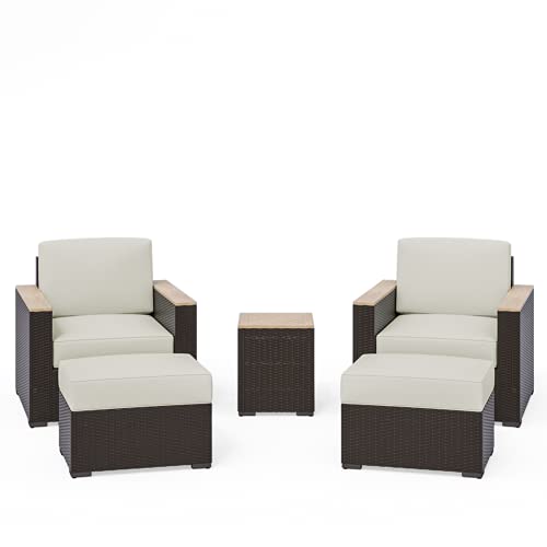 Homestyles 6800-119D-T Palm Springs 5-Piece Outdoor Set, 2 Person, Beige/Brown